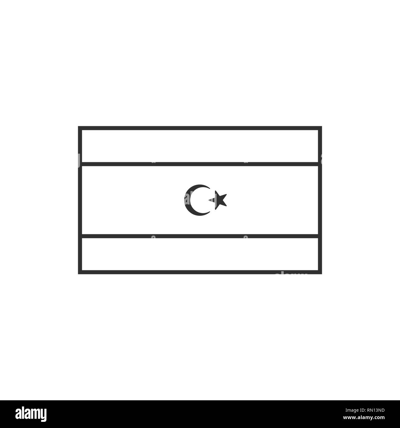 Libya flag icon in black outline flat design. Independence day or ...