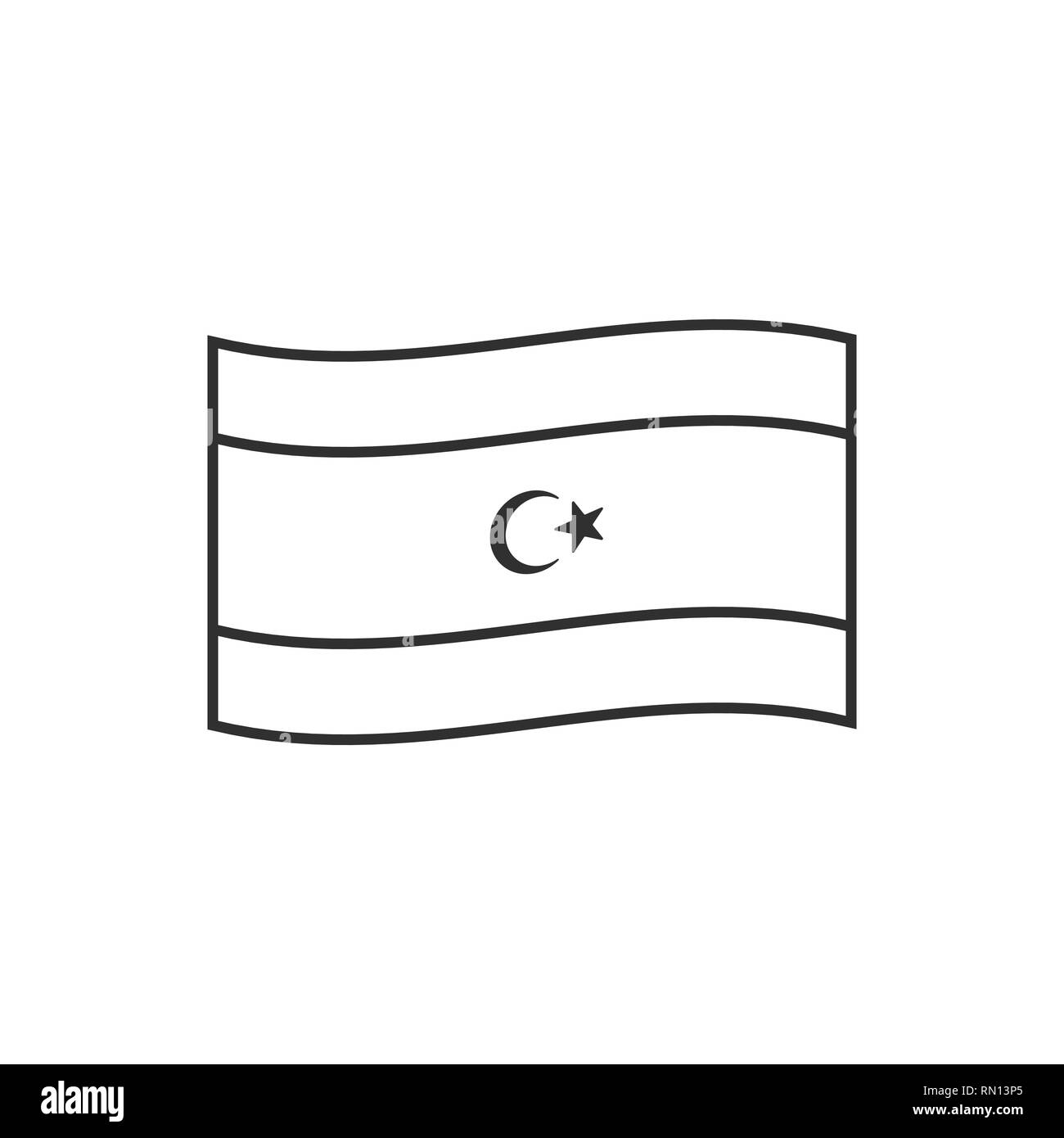 Libya flag icon in black outline flat design. Independence day or ...