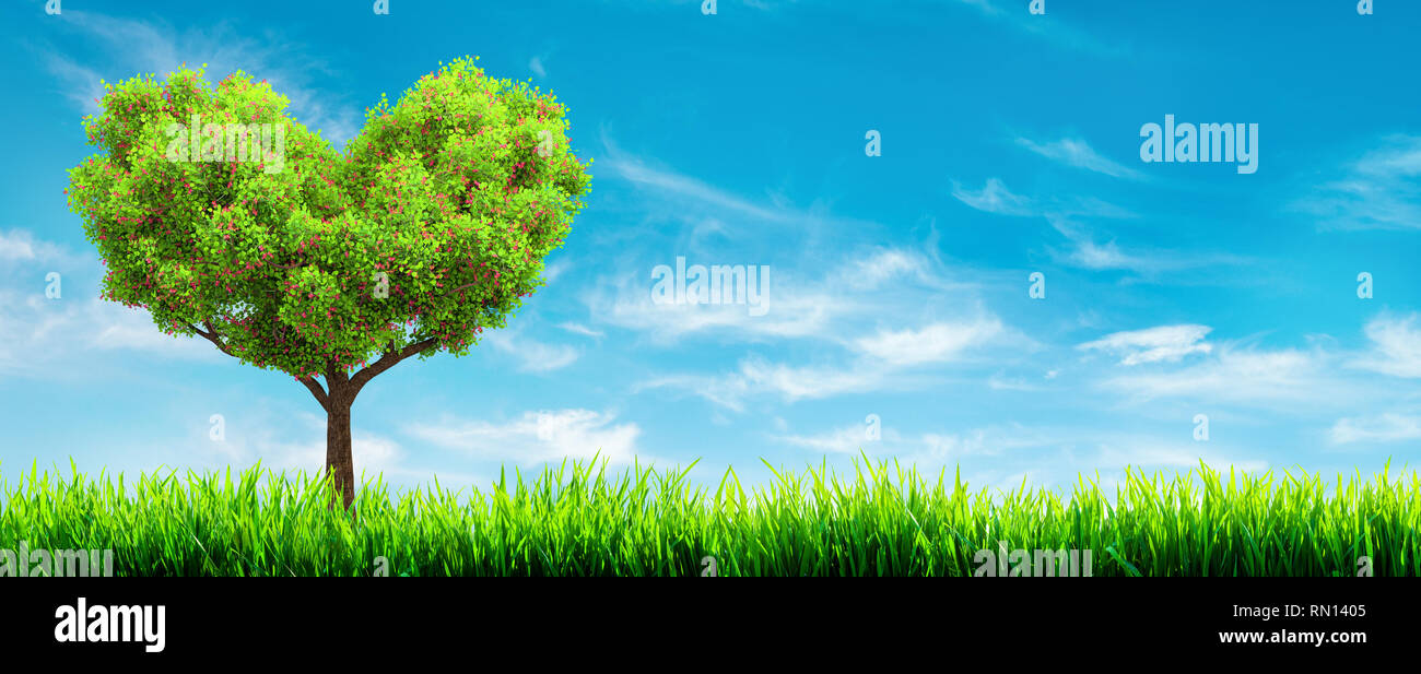 green grass and tree landscape Stock Photo - Alamy