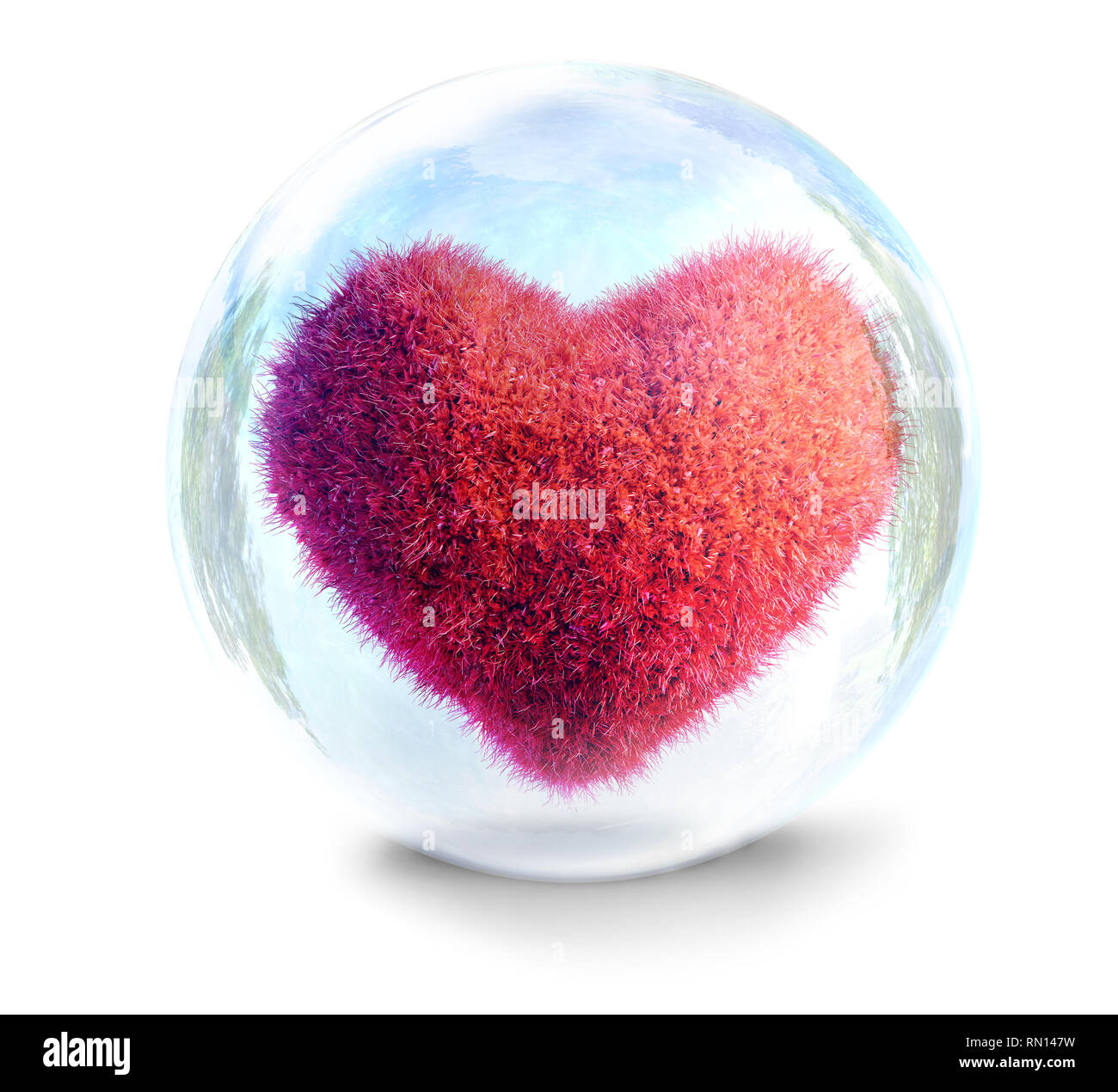 fragile heart in glass bubble 3D illustration Stock Photo - Alamy