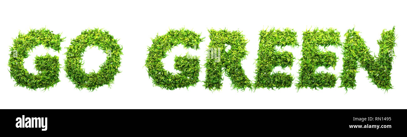 go green letters made of leaves 3D illustration Stock Photo - Alamy