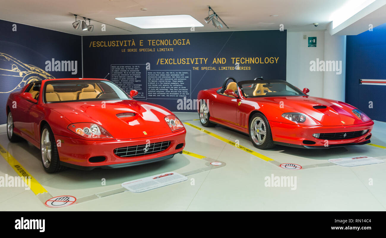 Museum Enzo Ferrari. Exhibition hall of sport cars Ferrari Stock Photo ...