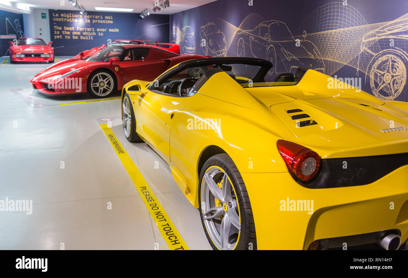 Museum Enzo Ferrari. Exhibition hall of sport cars Ferrari Stock Photo ...
