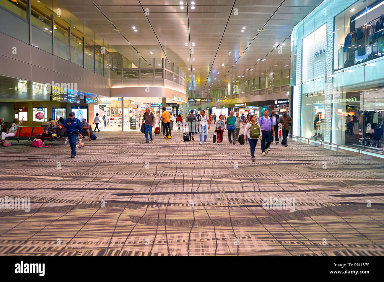 SINGAPORE - CIRCA AUGUST, 2016: inside of Changi Aiport. Changi Airport ...