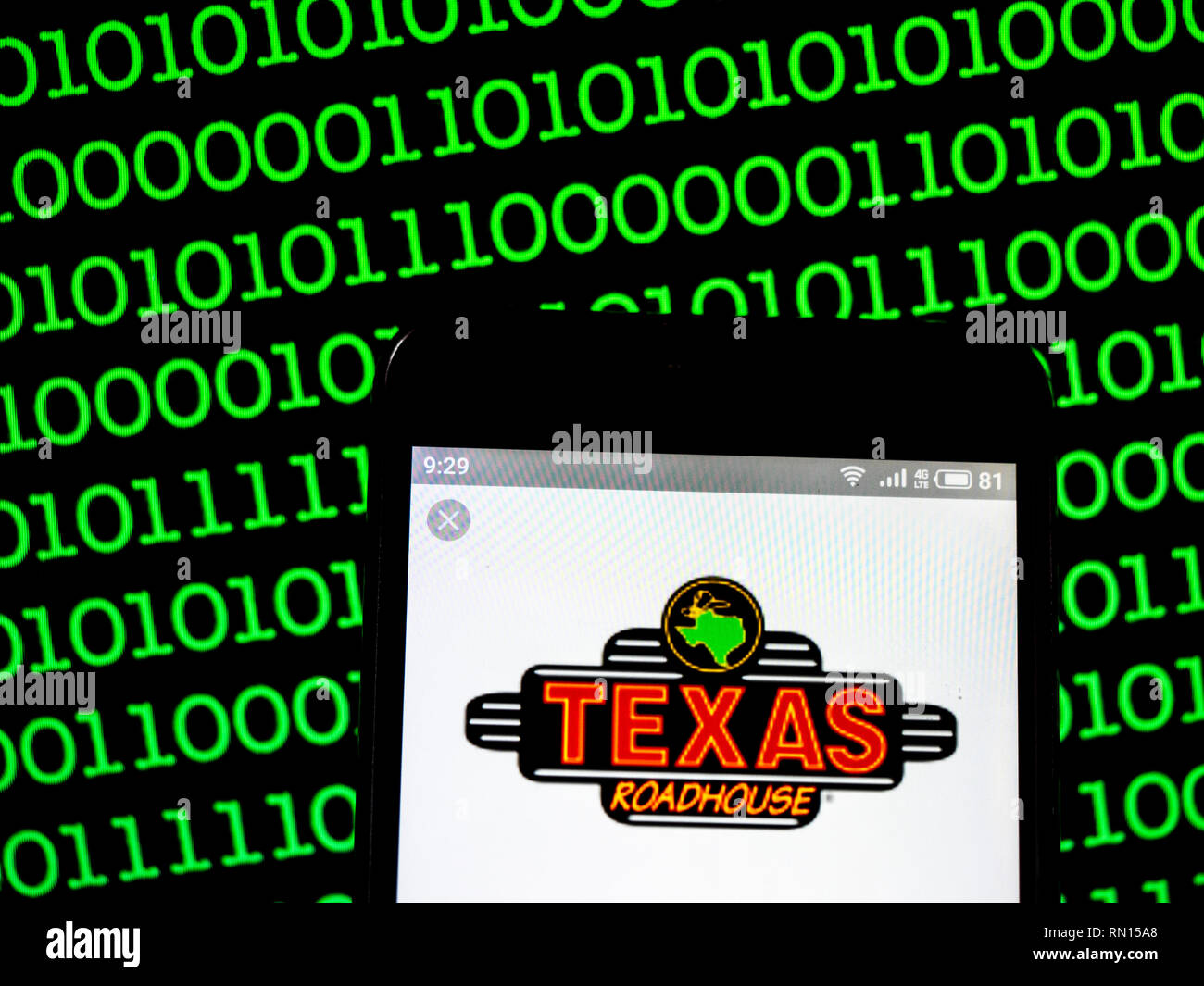 Texas Roadhouse American chain restaurant logo seen displayed on smart ...