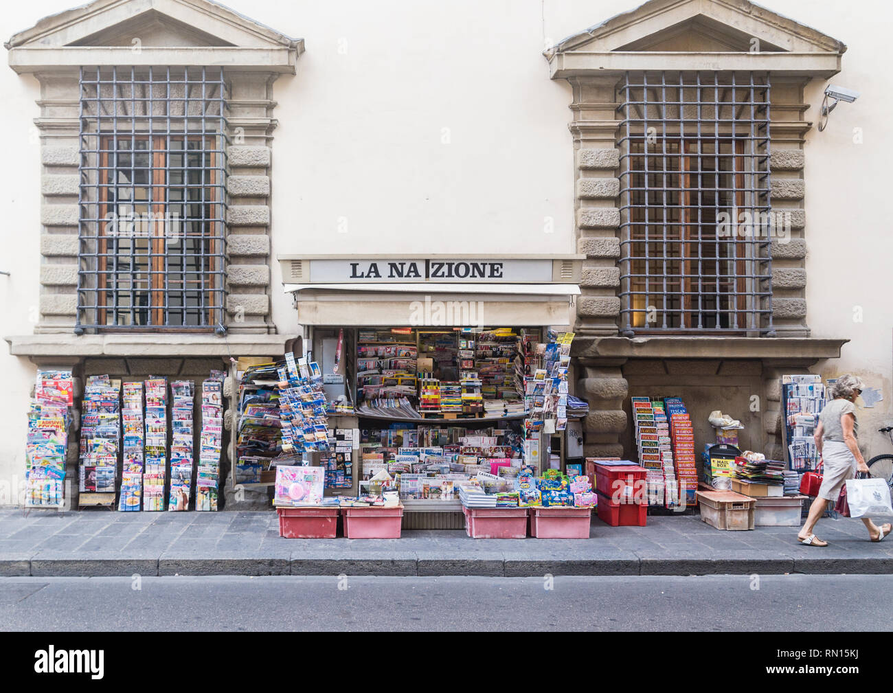 International press on a newspaper stand. Florence, Italy Stock Photo ...