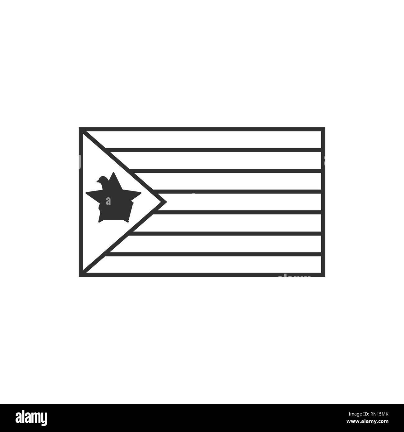 Zimbabwe flag icon in black outline flat design. Independence day or ...