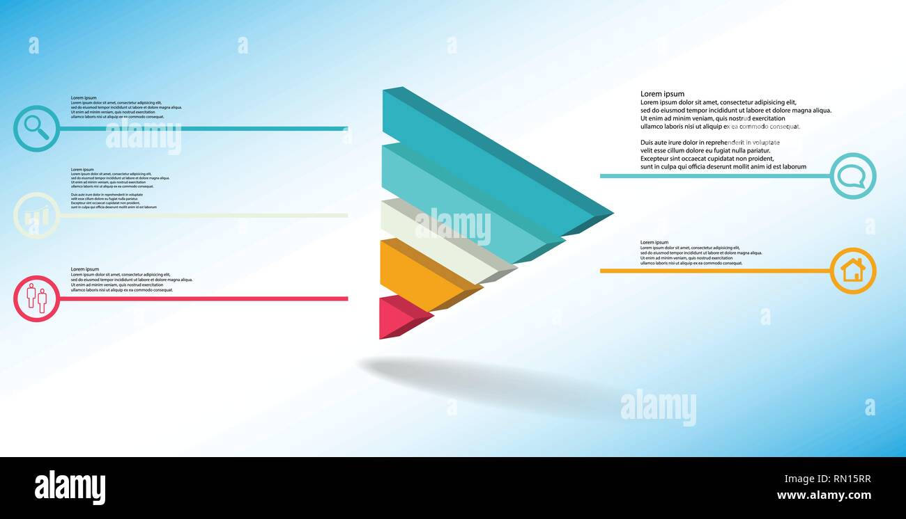 3D illustration infographic template with embossed triangle divided to ...