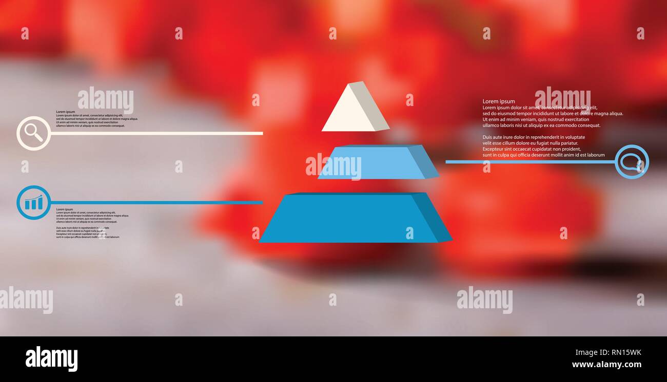 3D illustration infographic template with embossed triangle divided to ...