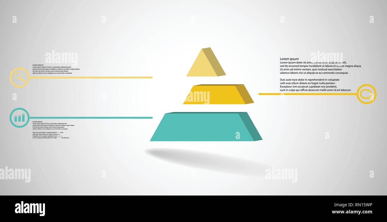 3D illustration infographic template with embossed triangle divided to ...