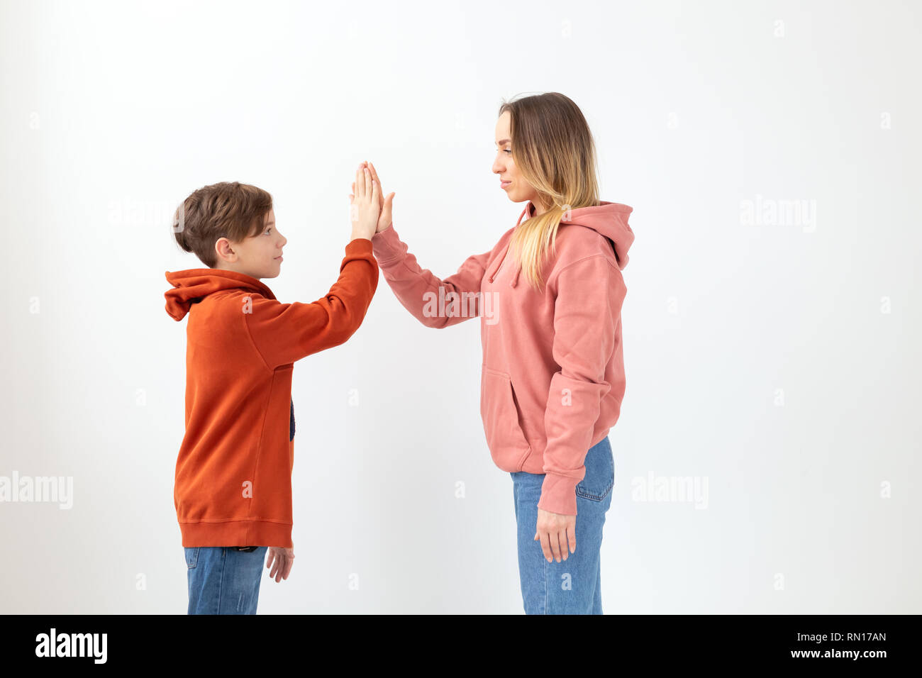 Relationship, mothers day, children and family concept - teen boy ...