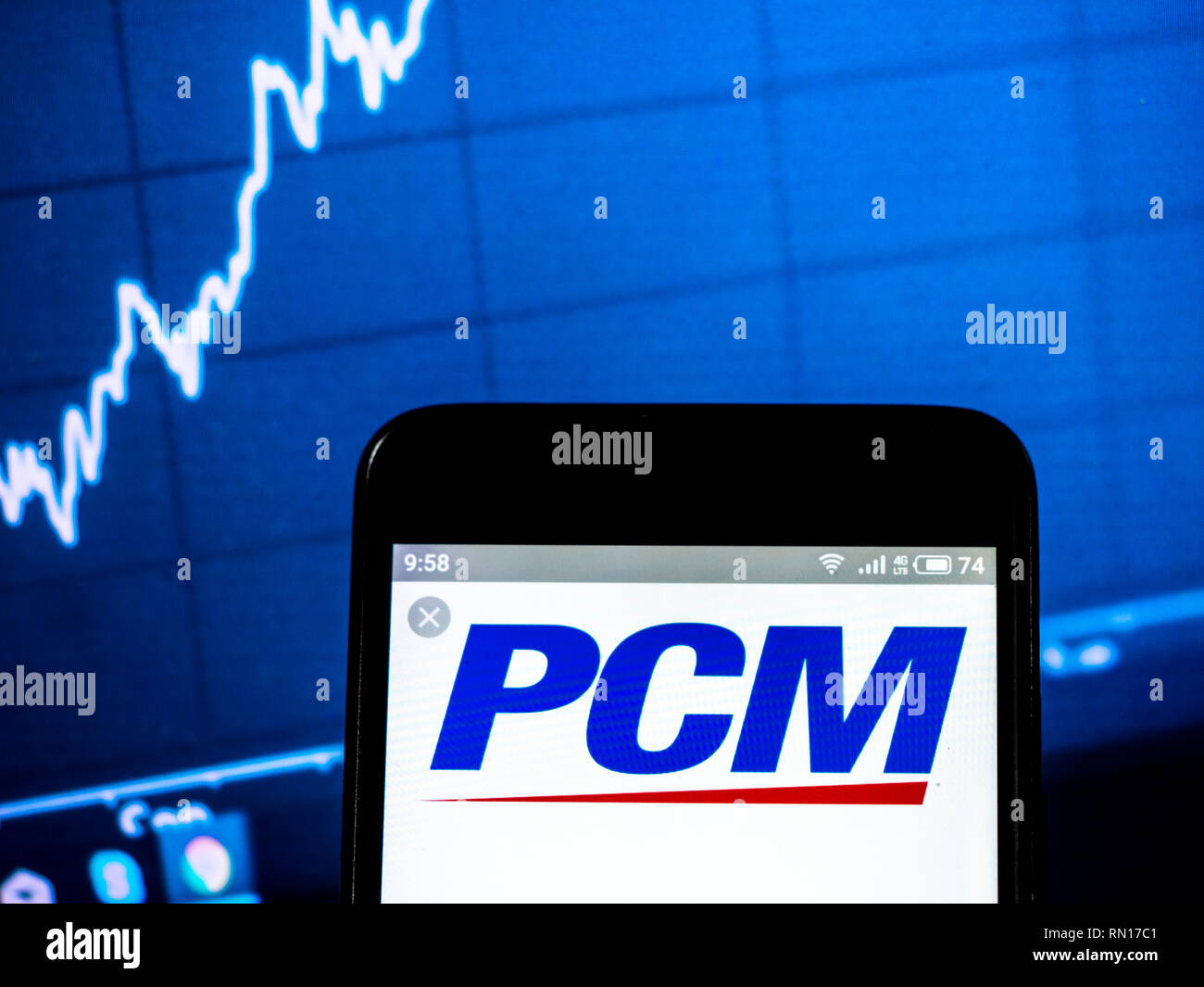 PCM, Inc. direct marketing company logo seen displayed on smart phone ...
