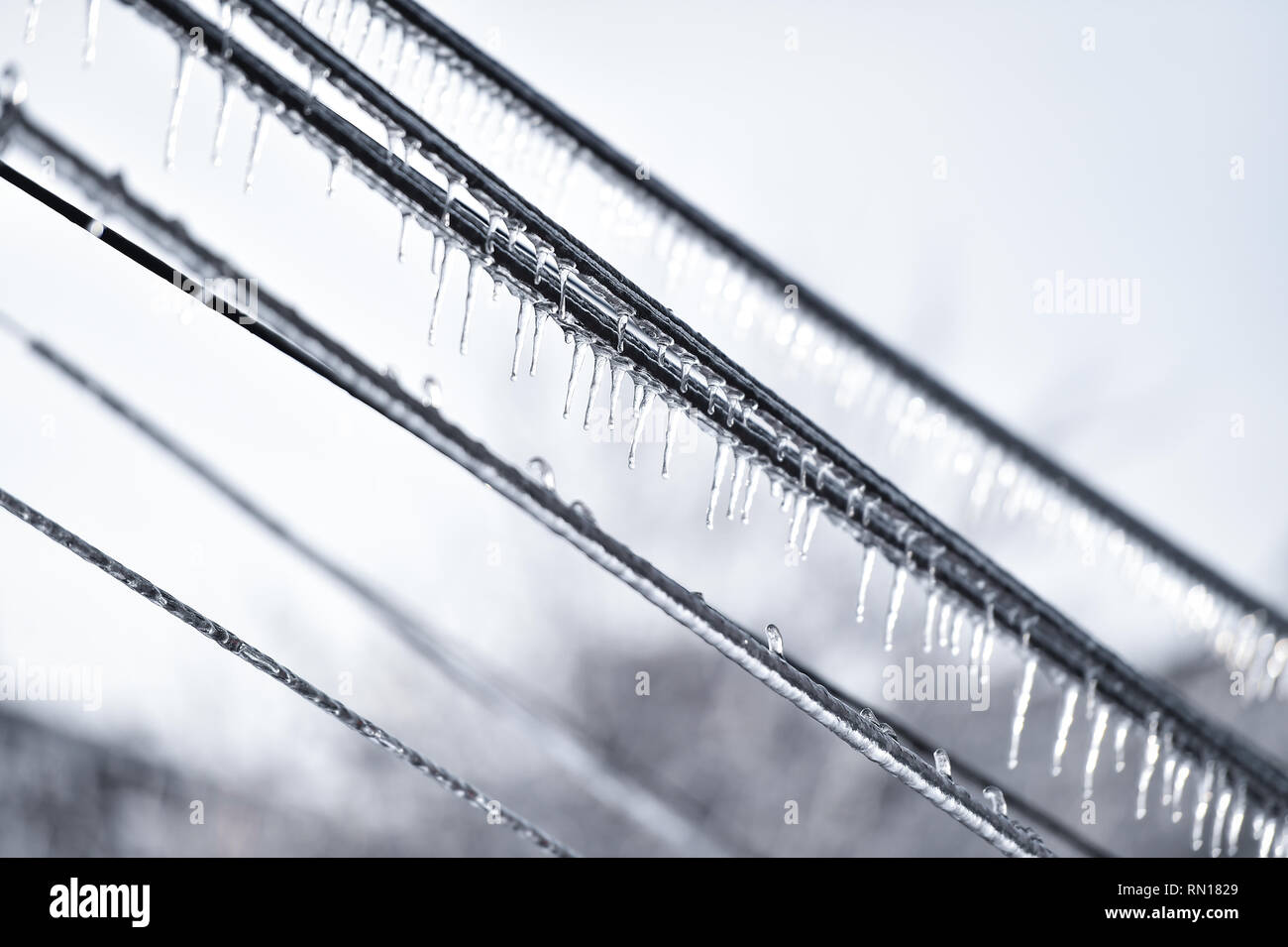 Ice storm power cables hi-res stock photography and images - Alamy
