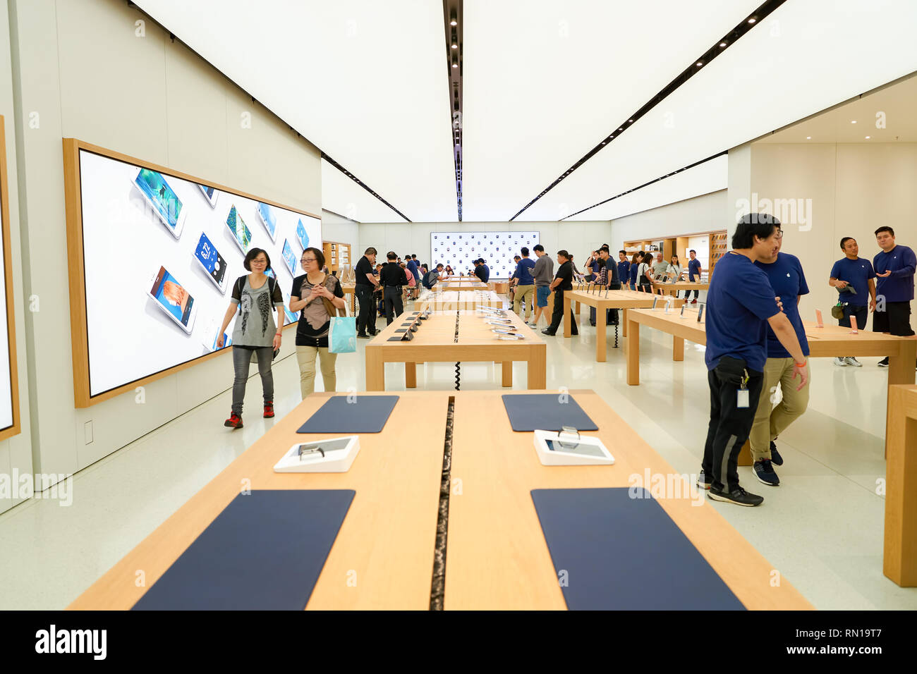 HONG KONG - CIRCA SEPTEMBER, 2016: inside of Apple store. Apple Store ...
