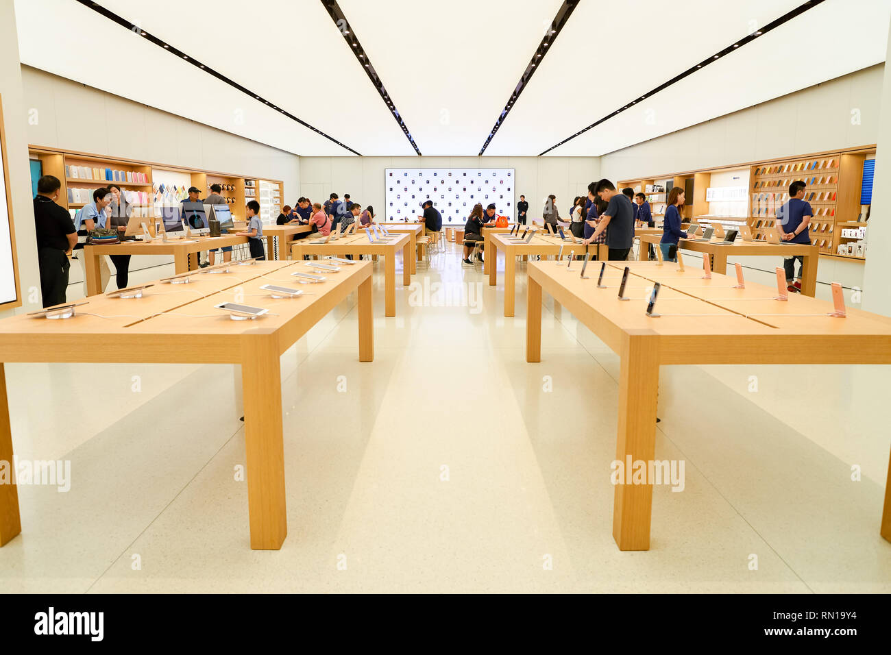 HONG KONG - CIRCA SEPTEMBER, 2016: inside of Apple store. Apple Store ...