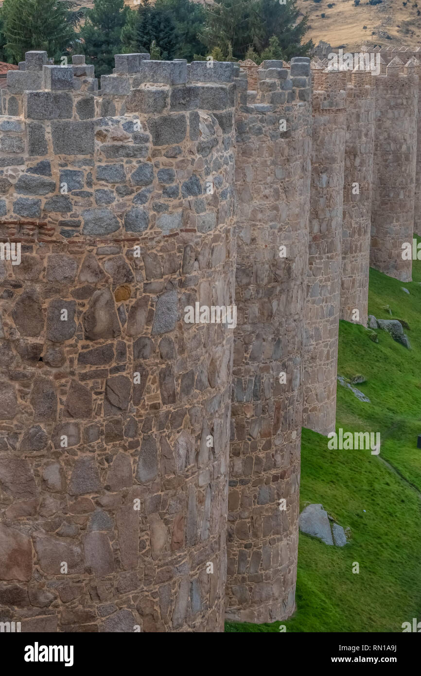 The magnificent medieval walls of Avila, Castile-Leon, Spain. A UNESCO ...