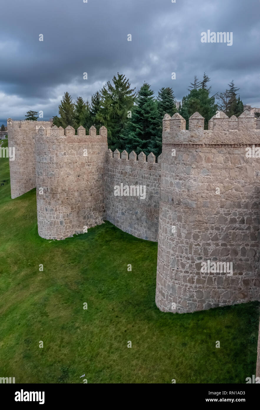The magnificent medieval walls of Avila, Castile-Leon, Spain. A UNESCO ...