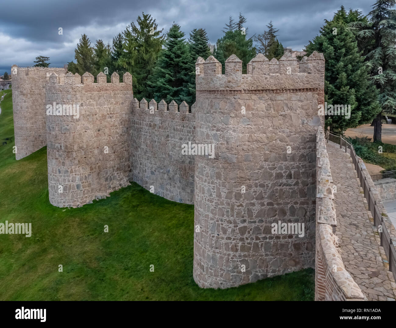 The magnificent medieval walls of Avila, Castile-Leon, Spain. A UNESCO ...