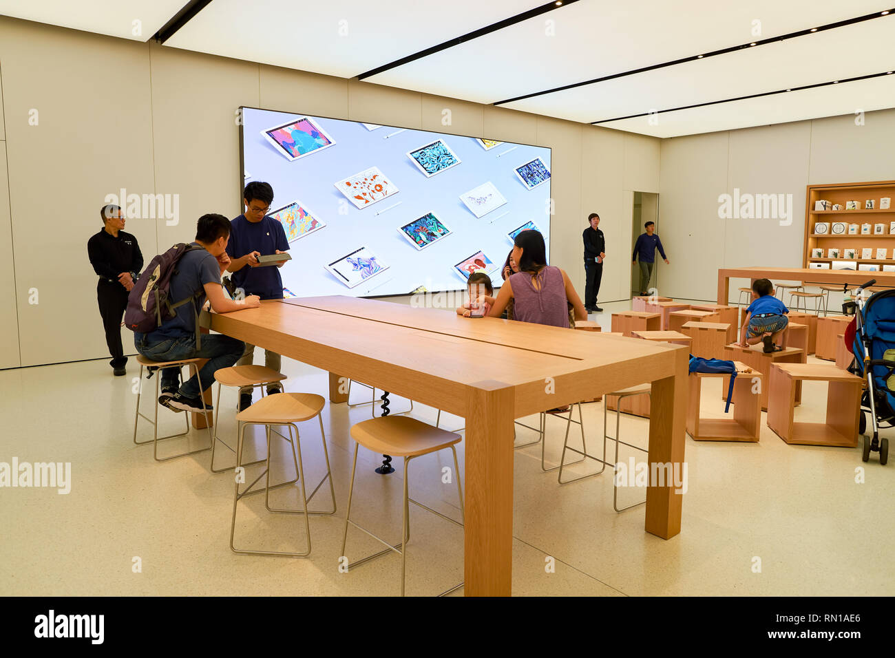 HONG KONG - CIRCA SEPTEMBER, 2016: inside of Apple store. Apple Store ...
