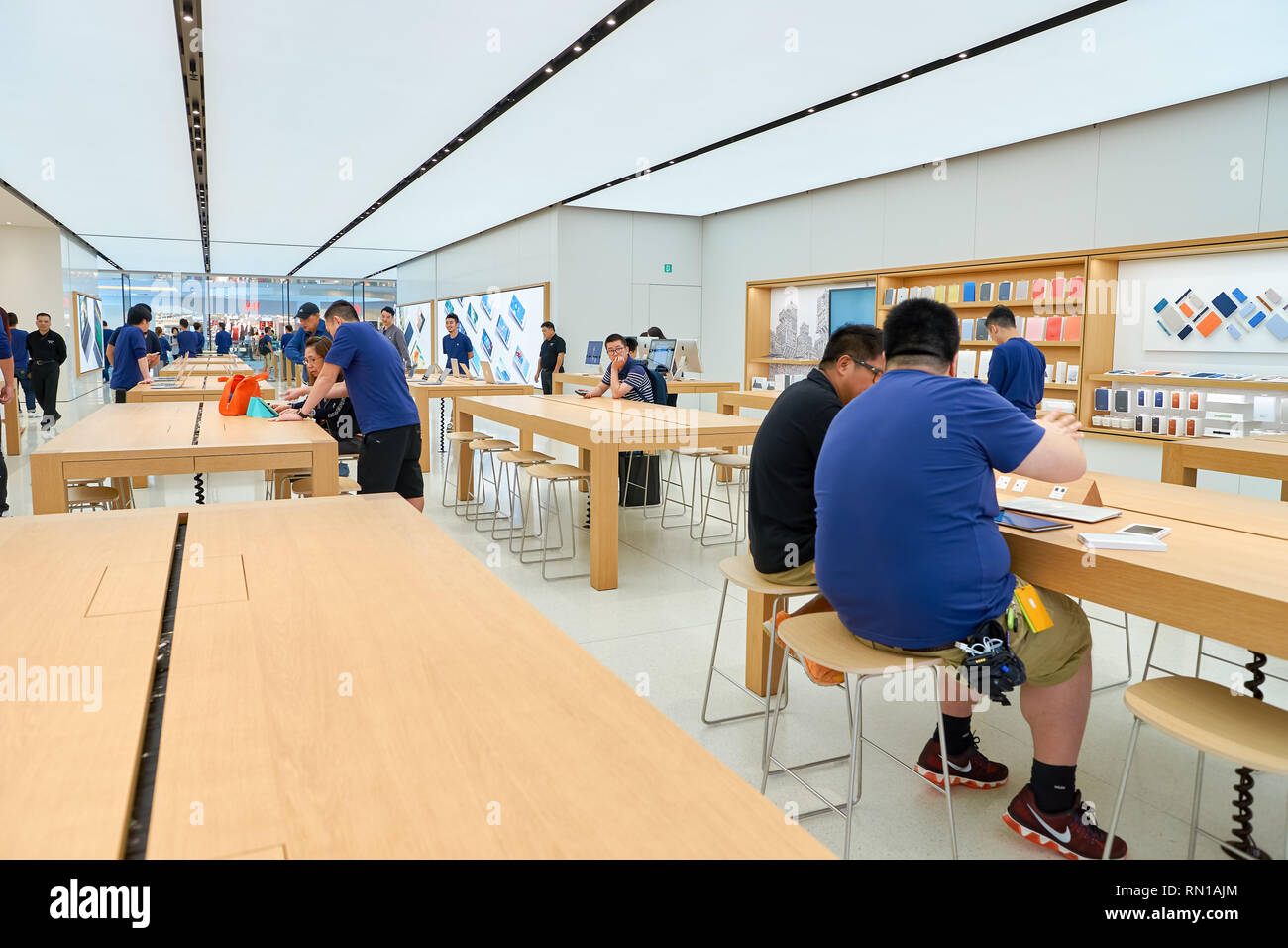 HONG KONG - CIRCA SEPTEMBER, 2016: inside of Apple store. Apple Store ...