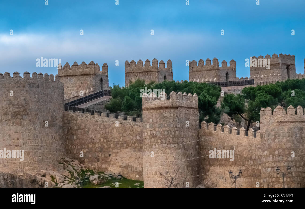 The magnificent medieval walls of Avila, Castile-Leon, Spain. A UNESCO ...