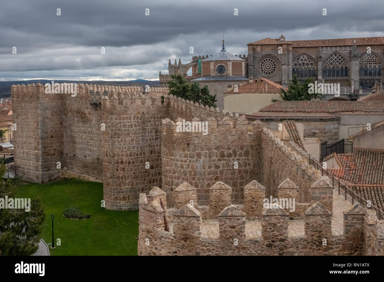 The magnificent medieval walls of Avila, Castile-Leon, Spain. A UNESCO ...