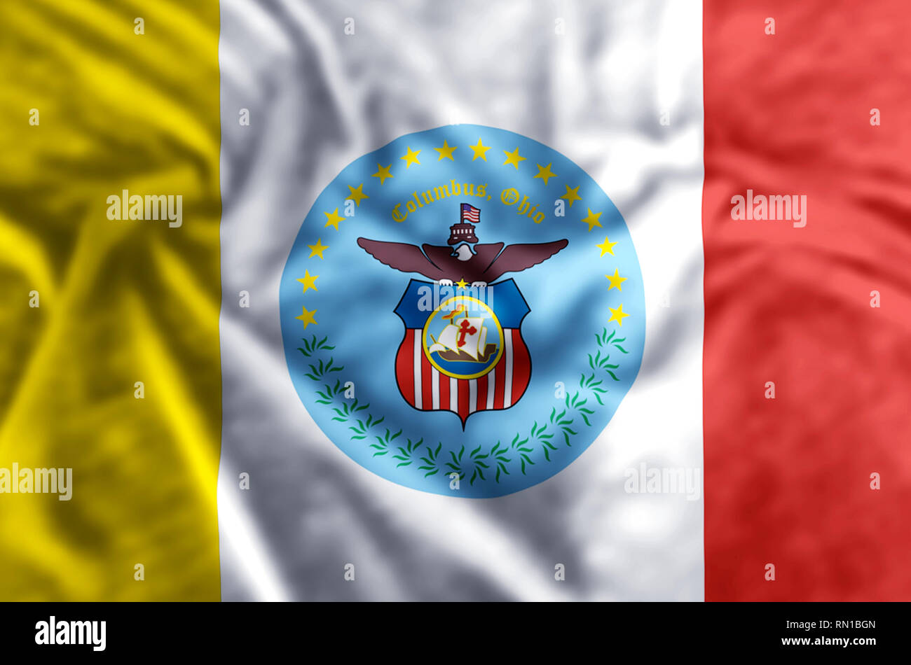 Columbus Ohio stylish waving and closeup flag illustration. Perfect for ...