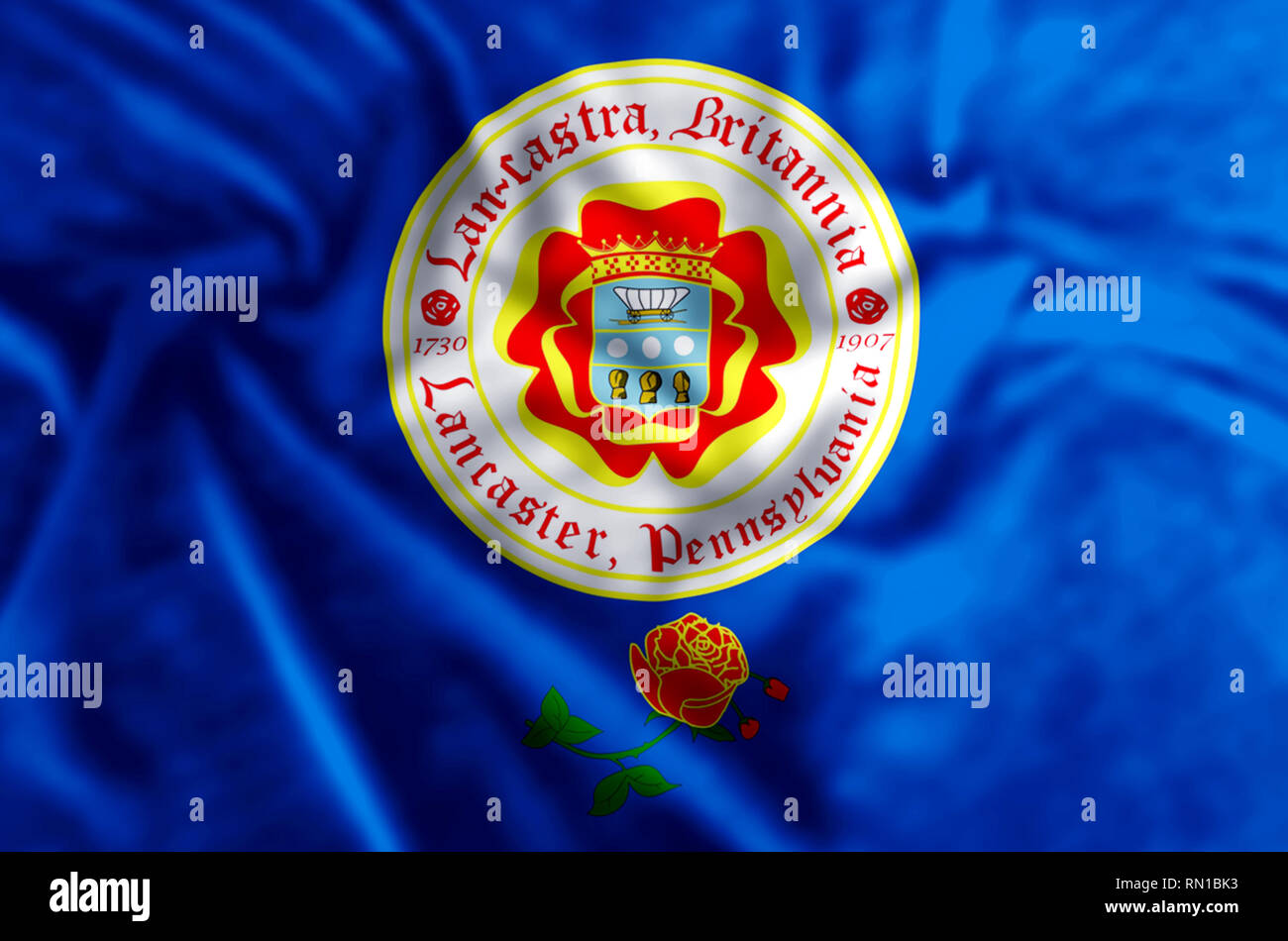 Lancaster Pennsylvania stylish waving and closeup flag illustration ...