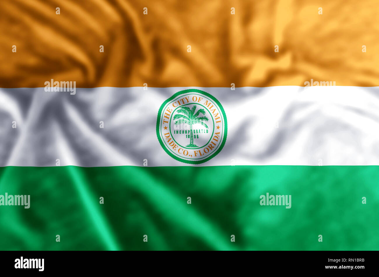 Miami Florida stylish waving and closeup flag illustration. Perfect for ...