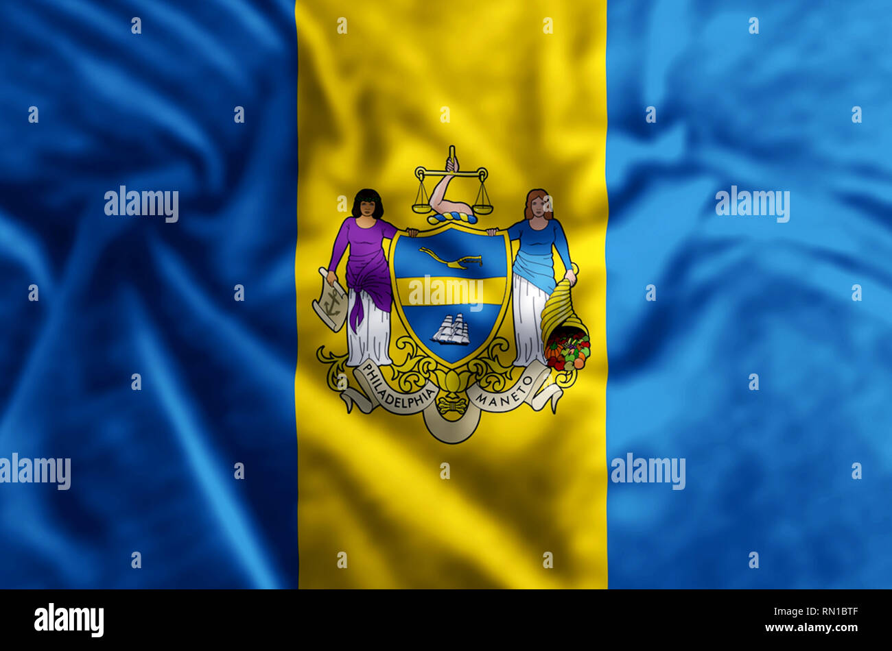 Philadelphia Pennsylvania stylish waving and closeup flag illustration ...