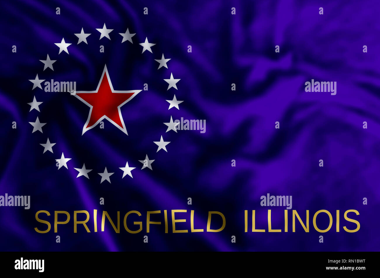 Springfield Illinois stylish waving and closeup flag illustration ...