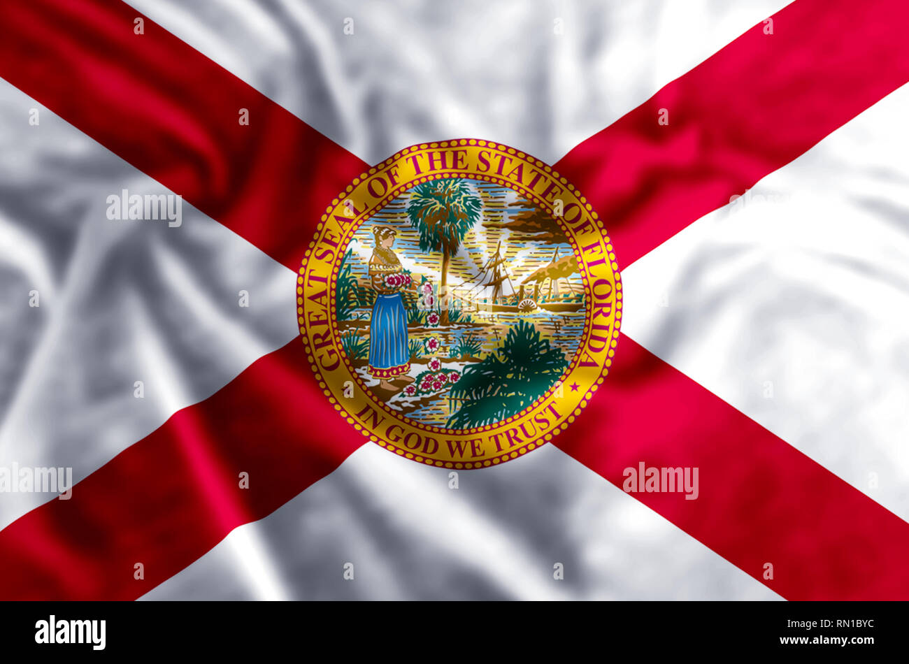 Florida stylish waving and closeup flag illustration. Perfect for ...