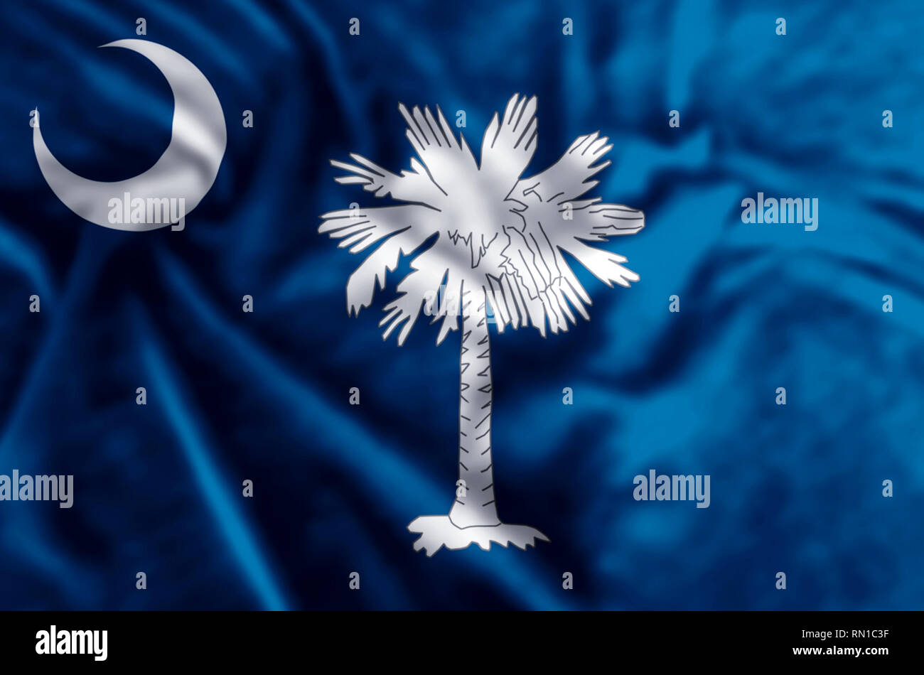 South Carolina stylish waving and closeup flag illustration. Perfect ...