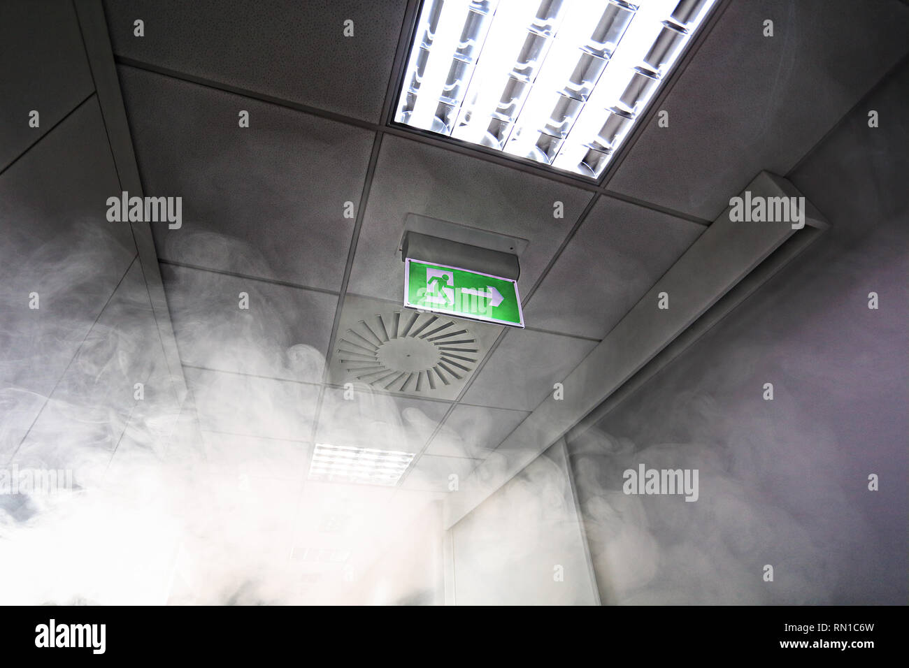 Smoke in the office building Stock Photo - Alamy