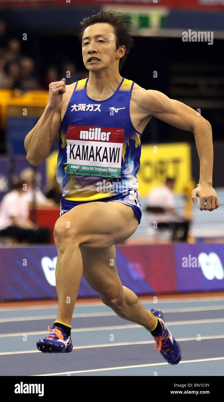 Japan's Takuya Kawakami during the Men's 60 Metres race at the Muller Indoor Grand Prix at Arena ...
