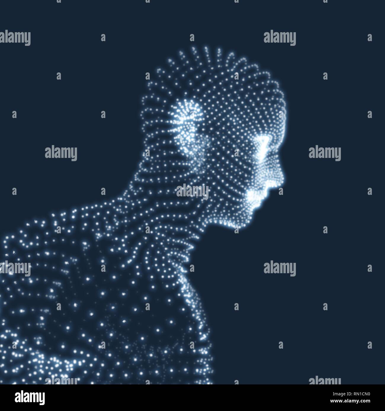 Head of the Person from a 3d Grid. Human Head Model. Geometry Man ...