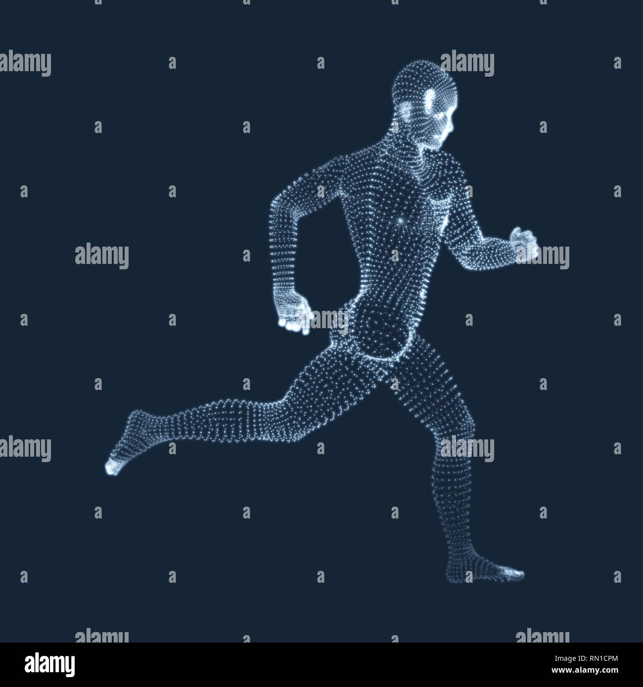 Running Man. Vector Graphics Composed of Particles. 3D Model of Man ...