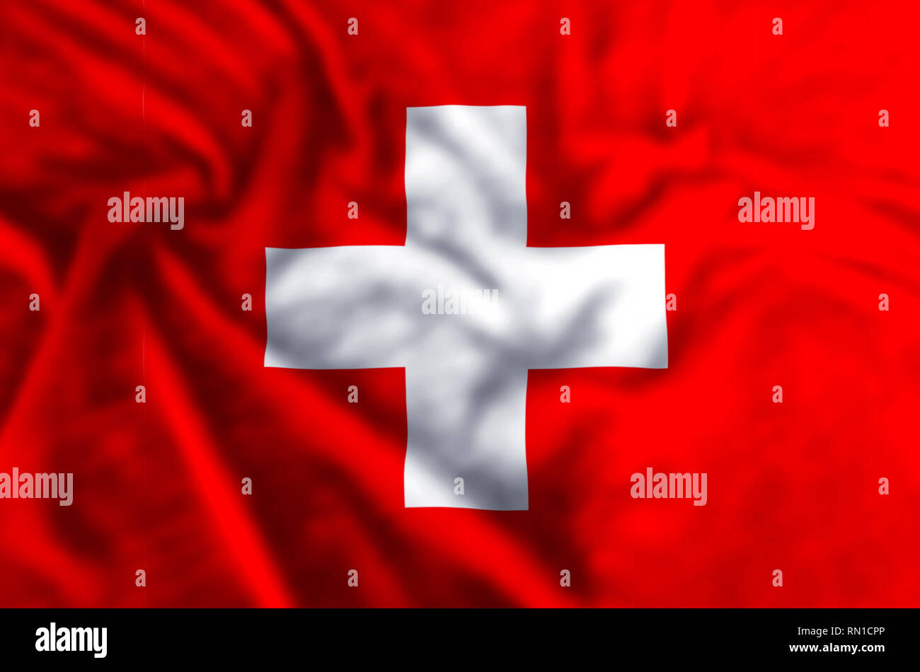 Switzerland stylish waving and closeup flag illustration. Perfect for ...