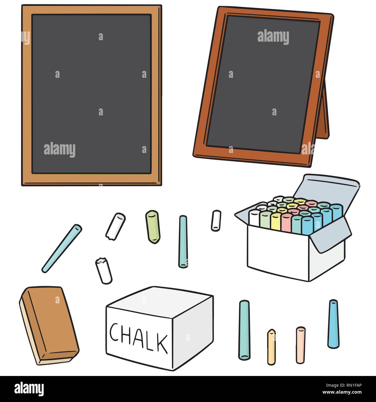 vector set of blackboard and chalk Stock Vector Image & Art - Alamy
