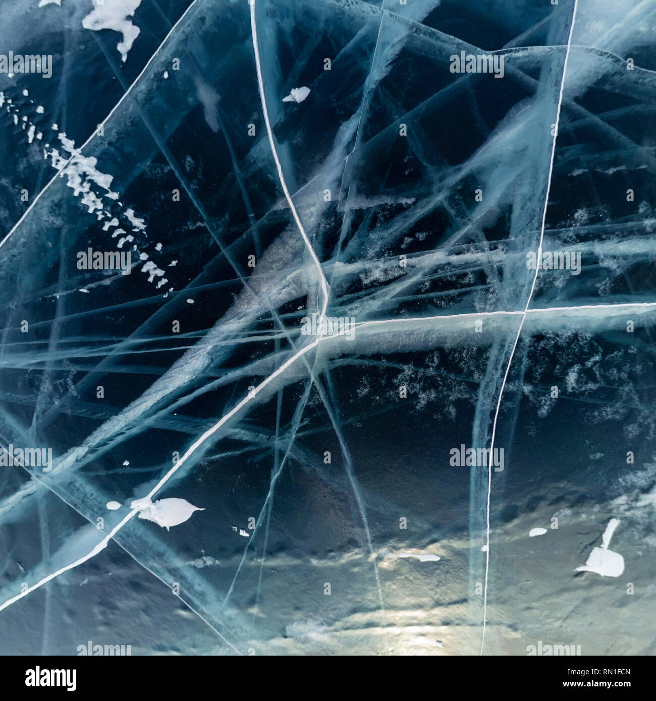 Texture of cracks in blue Baikal ice Russia Stock Photo - Alamy