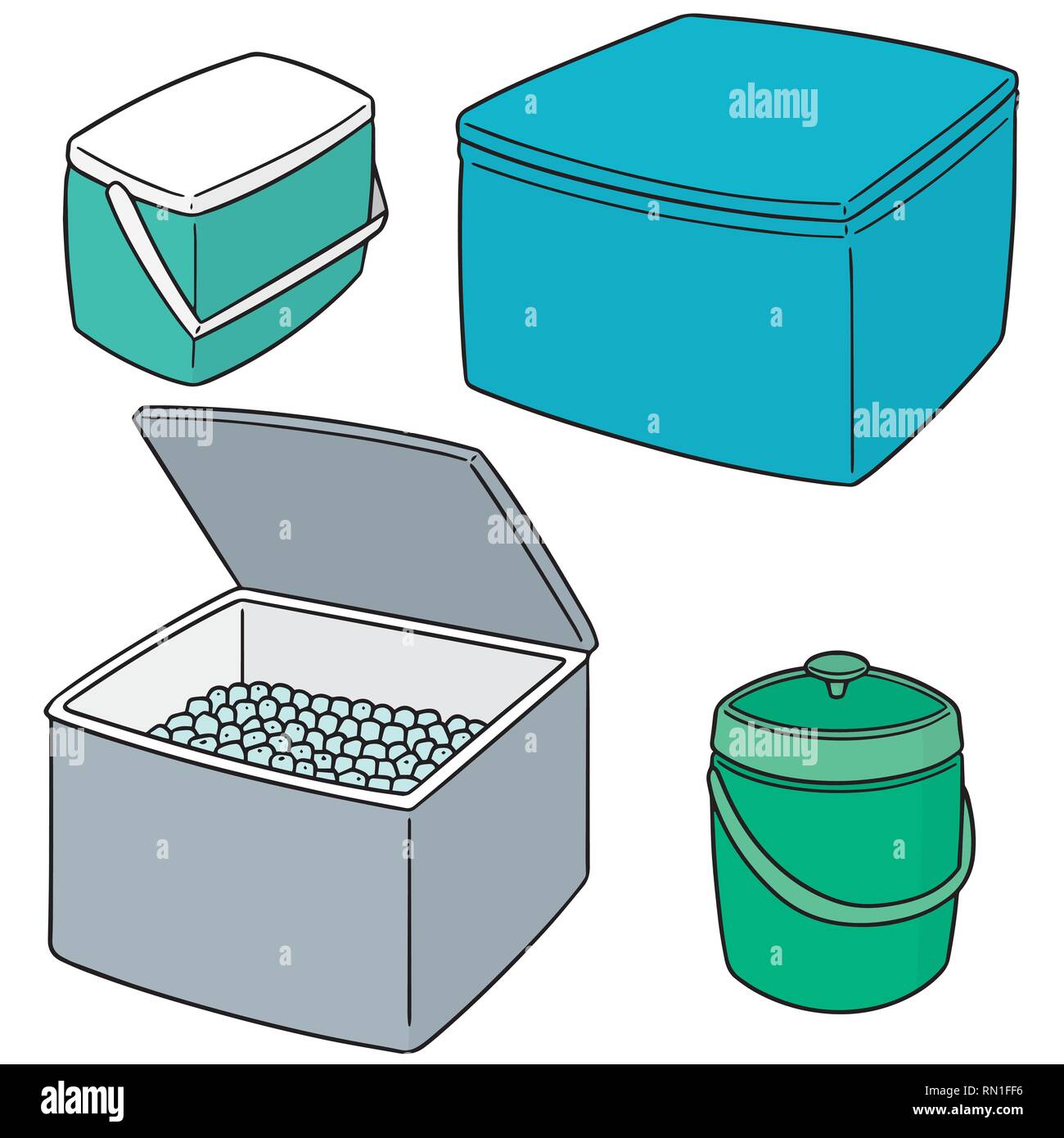vector set of ice box and ice bucket Stock Vector Image & Art - Alamy
