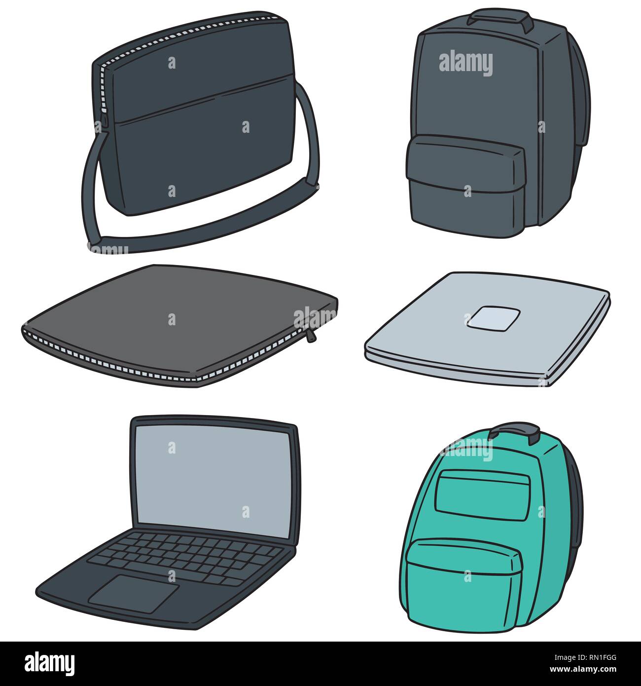 vector set of laptop and laptop bag Stock Vector Image & Art - Alamy