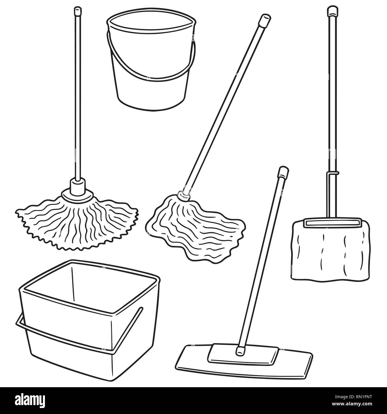 vector set of cleaning mop Stock Vector Image & Art - Alamy