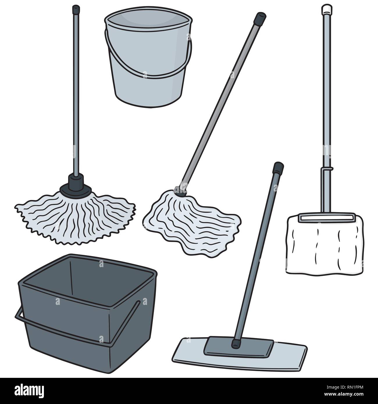 vector set of cleaning mop Stock Vector Image & Art - Alamy