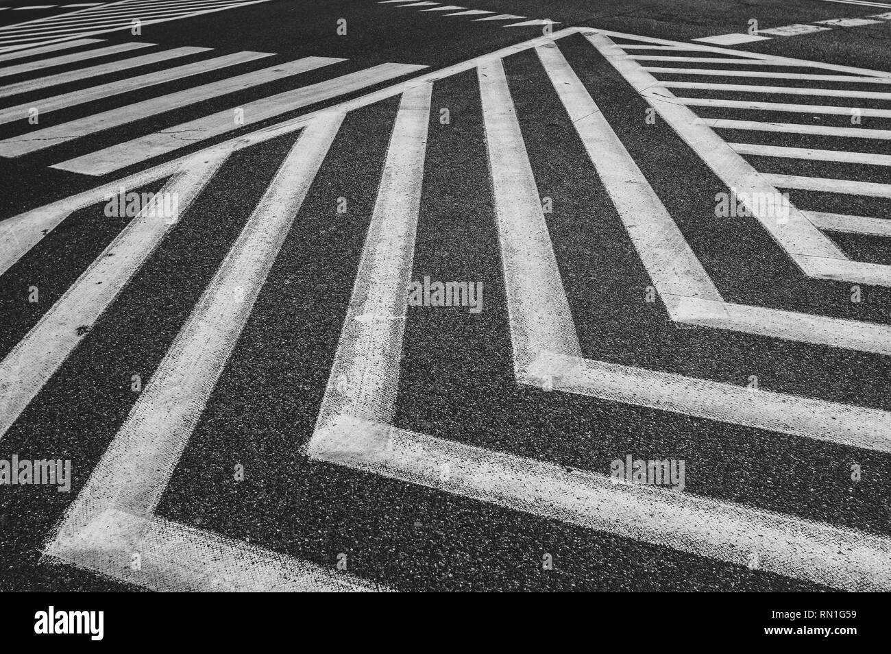 Abstract lines of pedestrian crossing, black and white Stock Photo - Alamy