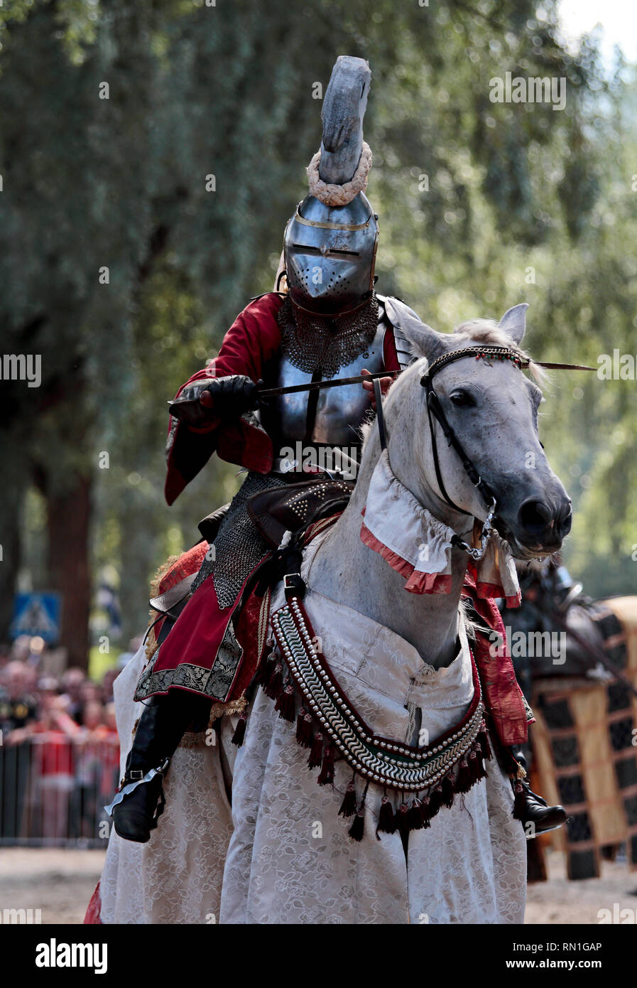 Hameenlinna, Finland 08/18/2012 Medieval fair near ancient Hame castle ...