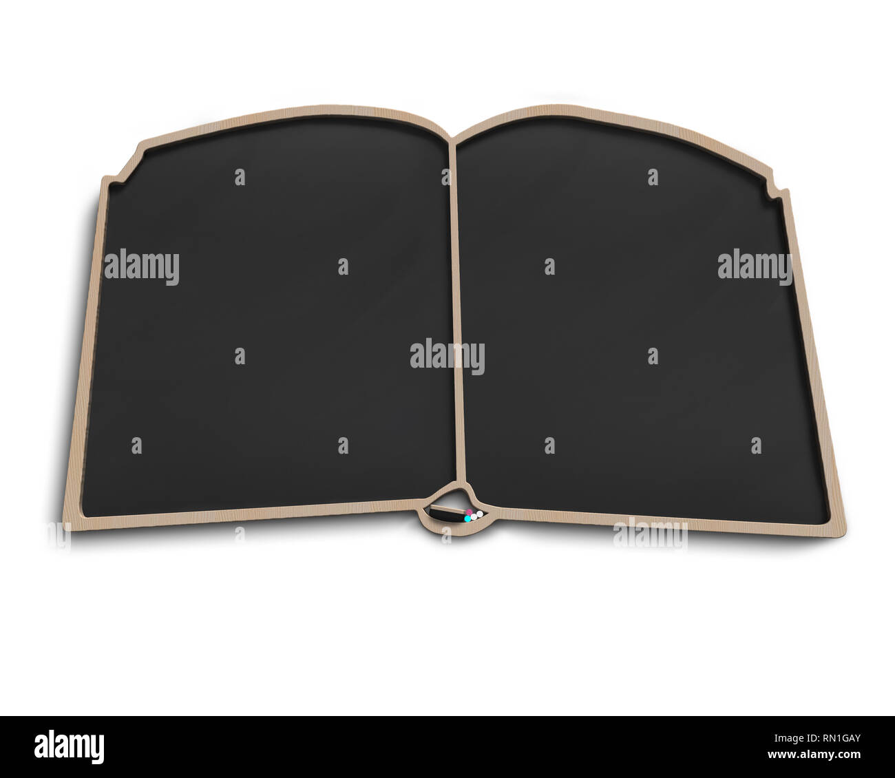 Book shape blackboard in white background Stock Photo - Alamy