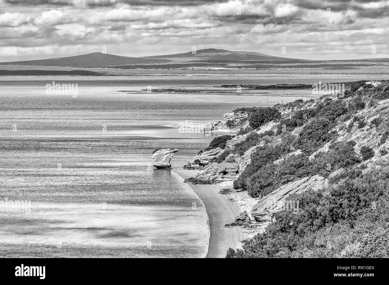 View of the Langebaan Lagoon on the Atlantic Ocean coast in the Western ...