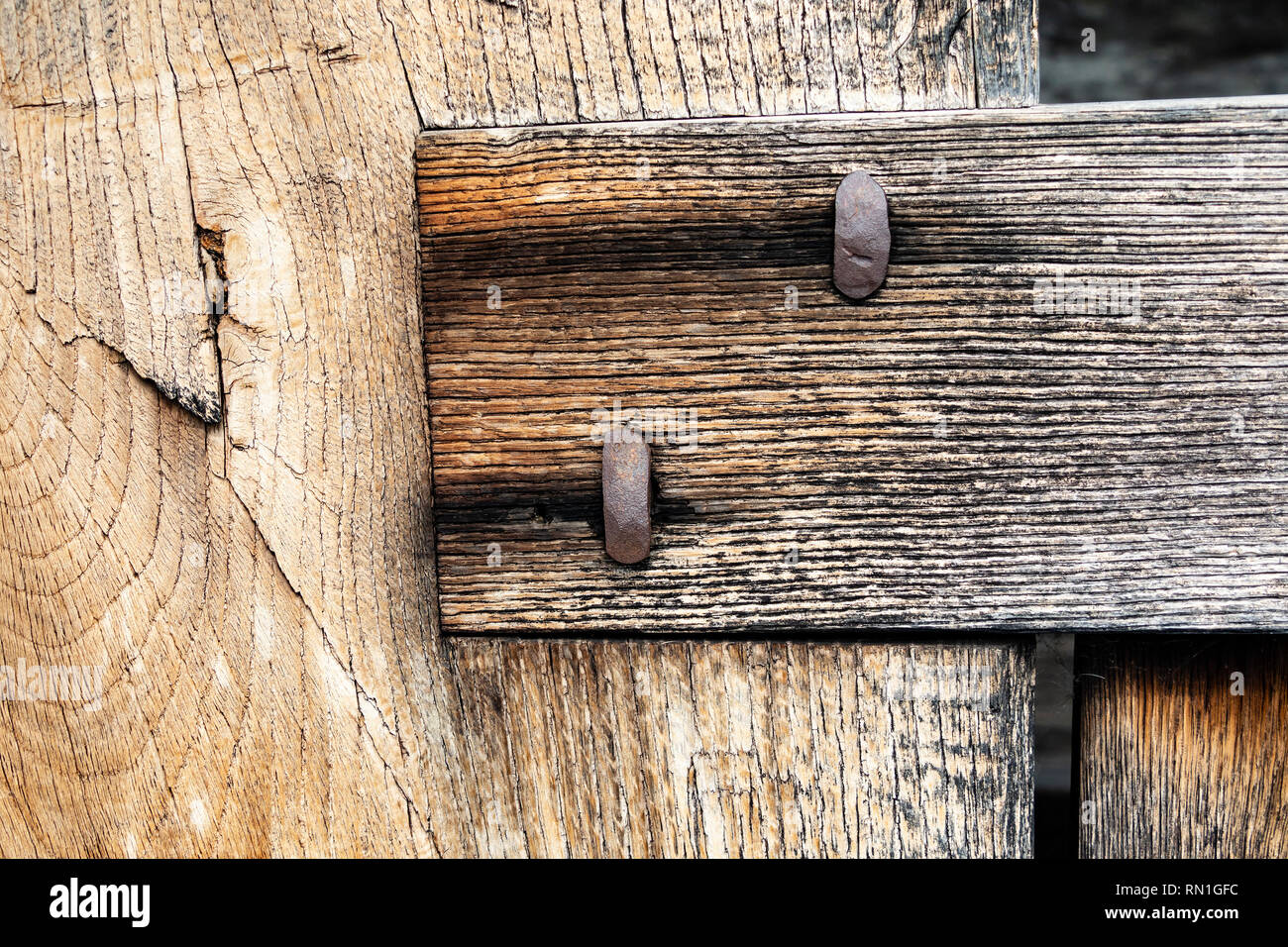 A close up detail of woodwork showing the natural wood texture Stock ...