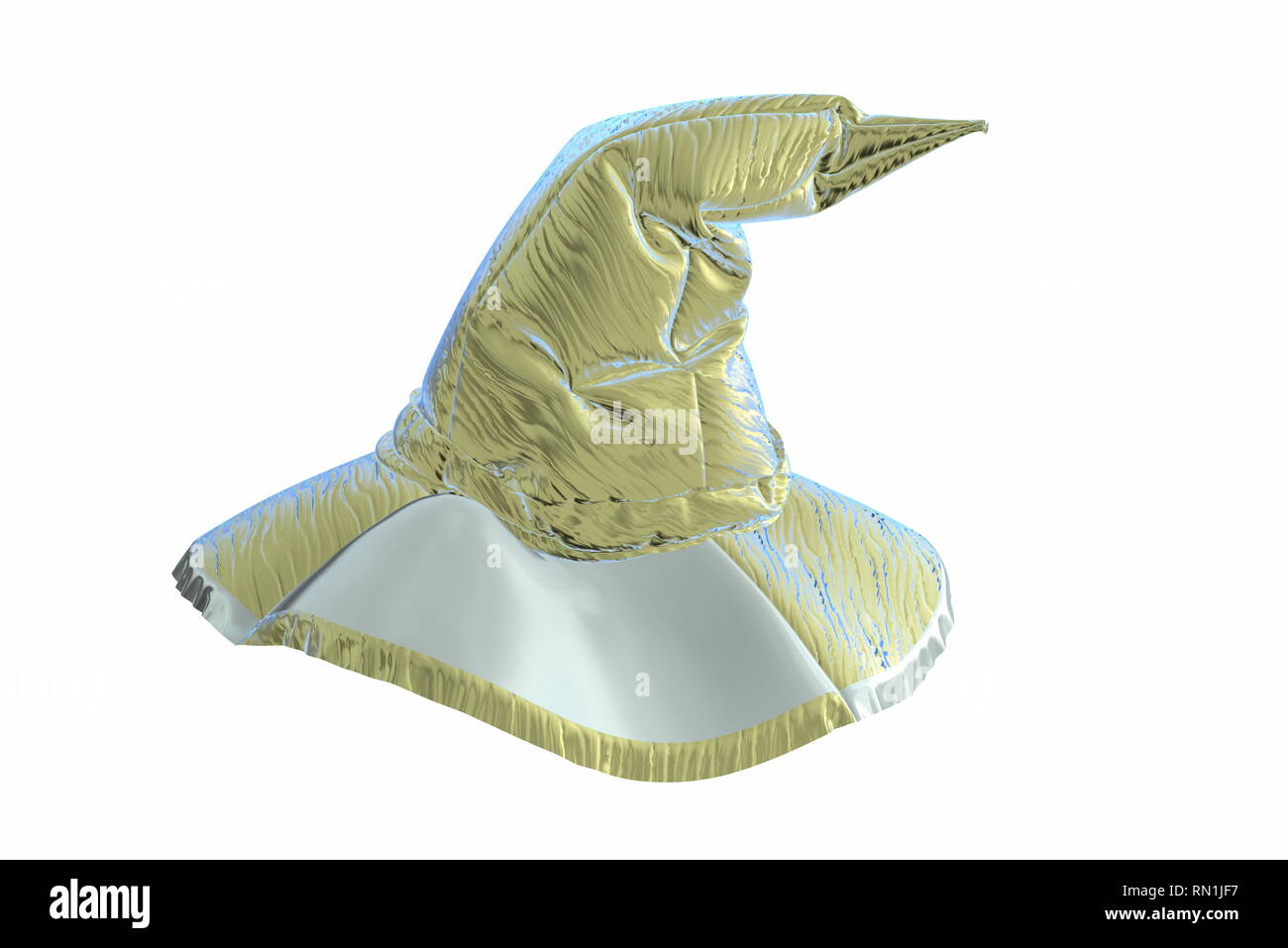 An 3d render illustration of a cartoon Halloween witch hat made of ...